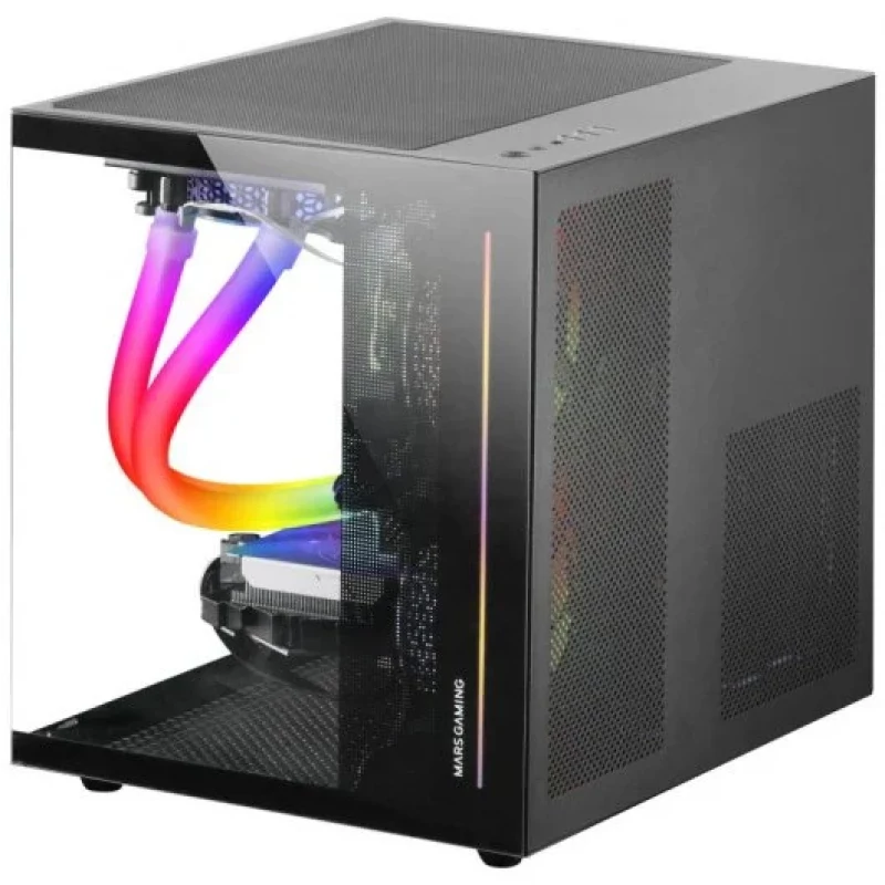 Caixa MARS GAMING CAIXA Micro-ATX MC-VIEW FRAMELESS 90º Vidro Preta | CHIP7