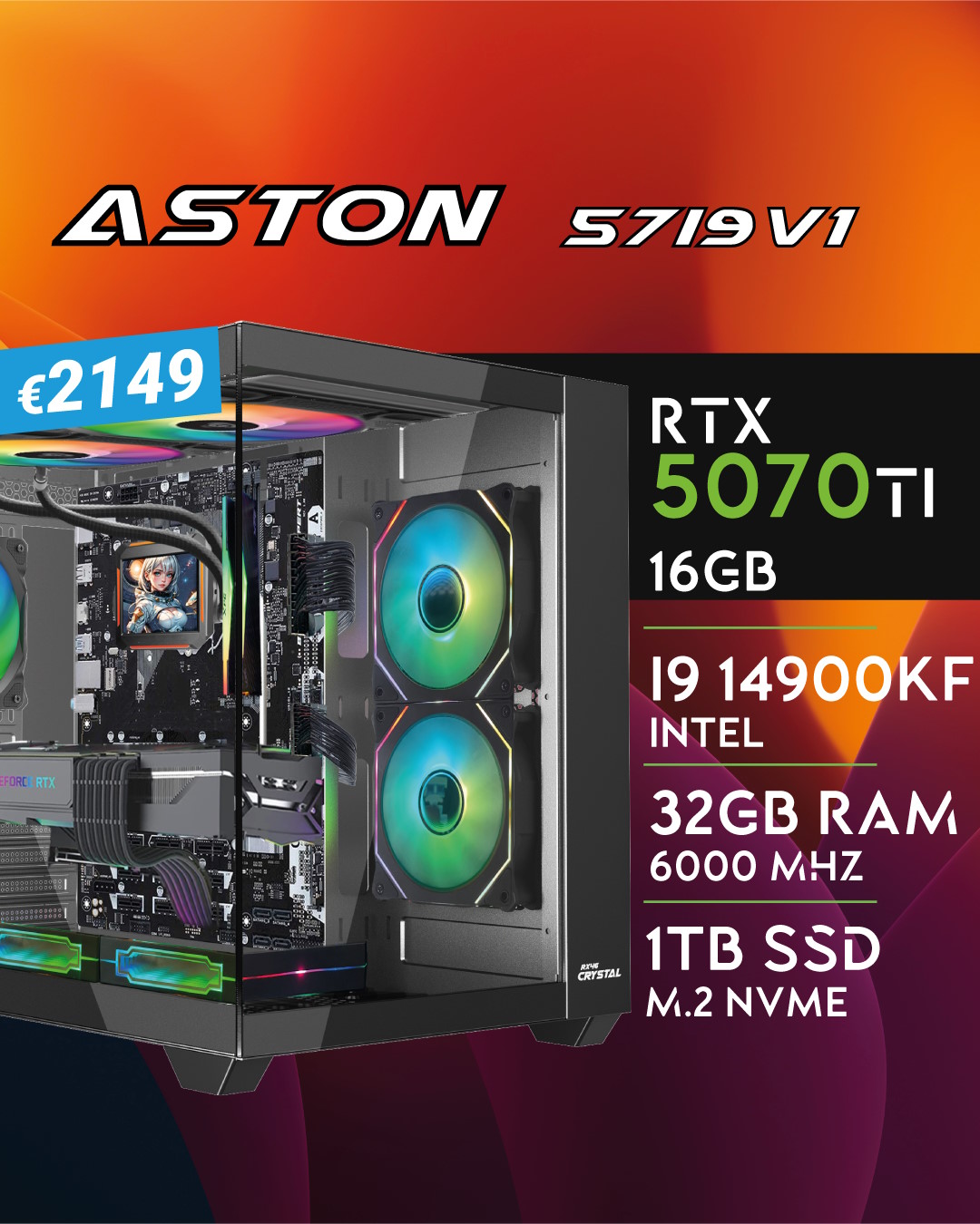 COMPUTADOR GAMING - I9 14900KF / RTX 5070 TI 16GB / 32GB RAM / 1TB SSD ...