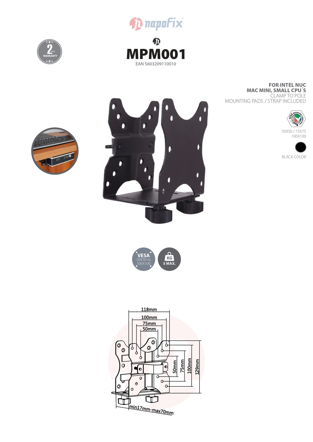 Suporte para Monitor e Mini PC Napofix - MPM001 | CHIP7