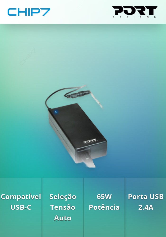 Carregador Universal Port Designs 65W USB Type-C + 1 x Porta ...