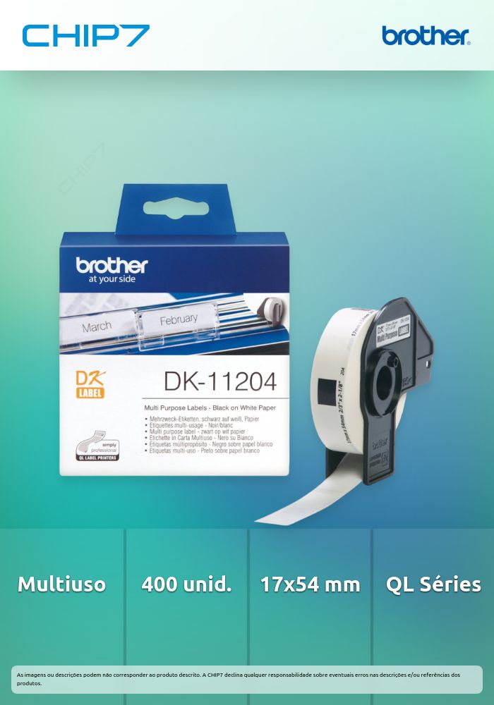 BROTHER ETIQUETAS MULTIUSO DK11204 17x54 MM | CHIP7