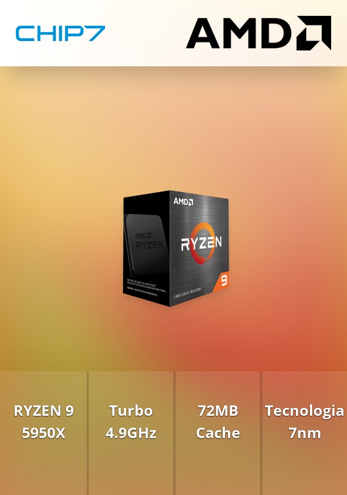 Processador AMD Ryzen 9 5950X 16-Core (3.4Ghz/4.9Ghz) SktAM4 Processador AMD Ryzen 9 5950X 16-Core (3.4Ghz/4.9Ghz) SktAM4