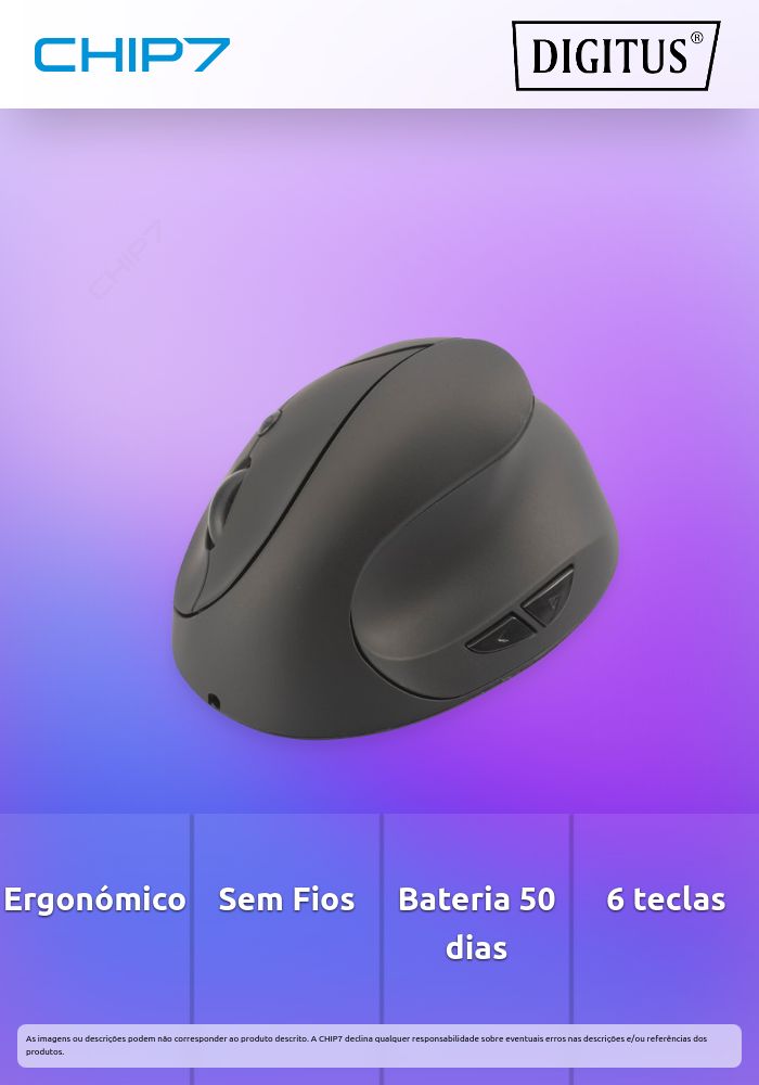 DIGITUS MOUSE VERTICAL WIRELES 2.4GHz ERGONOMIC 6D (NANO-RECIEVER) | CHIP7