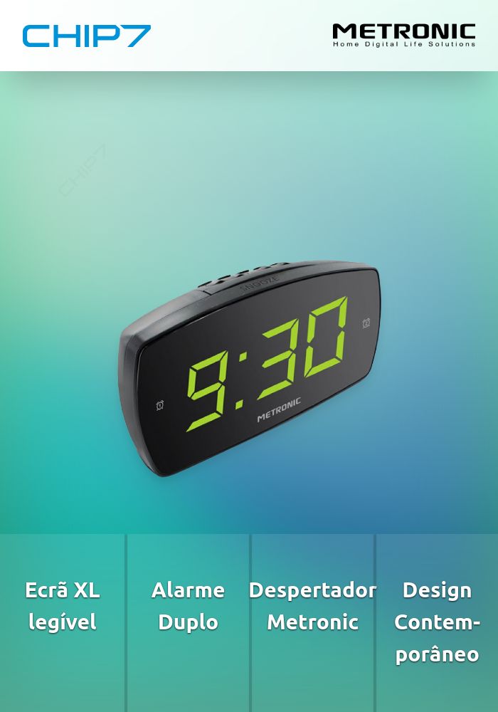 METRONIC DESPERTADOR XL2 GRANDE DISPLAY DUPLO ALARME | CHIP7
