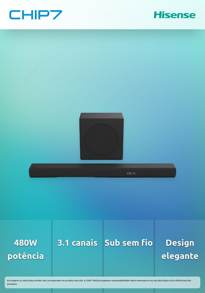 Soundbar Hisense HS3100 3.1 Canais 480W | CHIP7