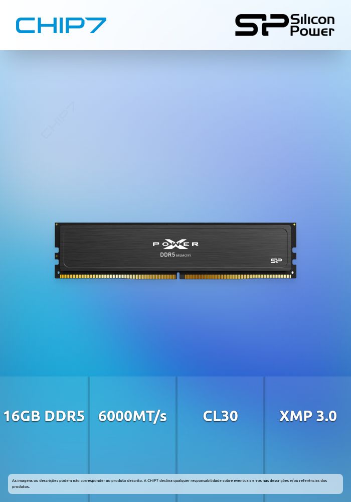 Dimm SP XPOWER Pulse c/HW 16GB DDR5 6000MT/s CL30 XMP 3.0 | CHIP7