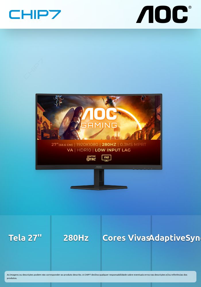 Monitor Curvo AOC Gaming C27G4ZXE VA 27" FHD 16:9 280Hz FreeSync ...