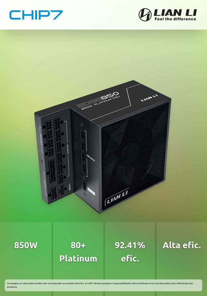 Fonte Modular Lian Li Edge 850W 80+ Platinum Preto | CHIP7