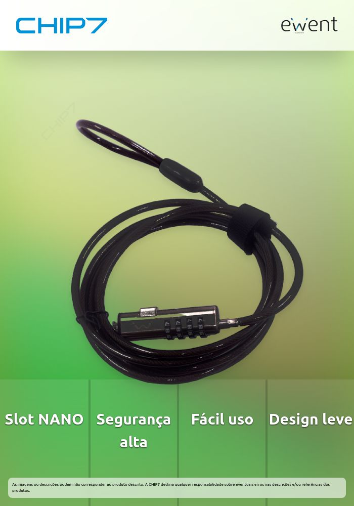 Cadeado para Portátil Ewent NanoSaver com Combinação para NANO slot 2 ...