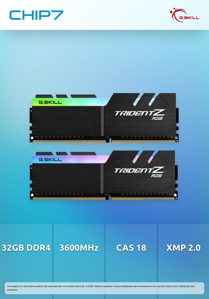 32GB DDR4 M RAM 3600 2X16GB GSKILL CL18 TRIDENT Z RGB | CHIP7