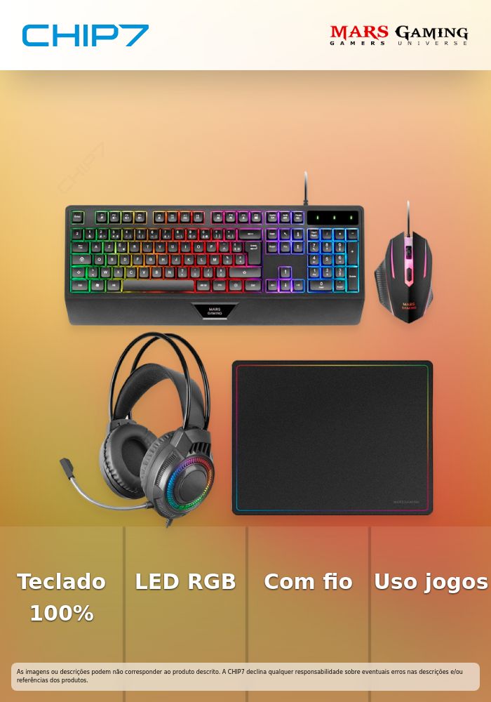 Bundle Mars Gaming MCP124PRO 4-em-1 Gaming Combo RGB Preto (Teclado PT ...