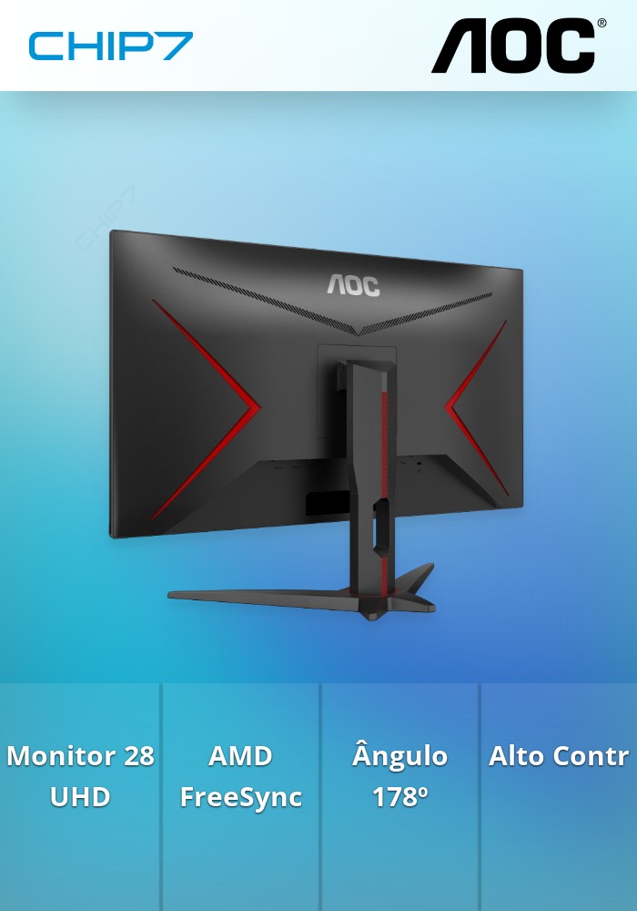AOC MONITOR IPS 28" UHD 4K 1MS FREESYNC 60HZ HDMI DP COLUNAS U28G2AE/BK ...