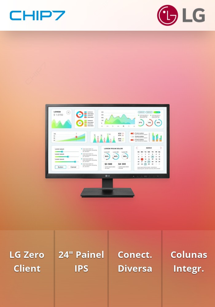 LG MONITOR ZERO CLIENT IPS 24" FHD VGA DP RJ45 USB COLUNAS HAS PIVOT ...