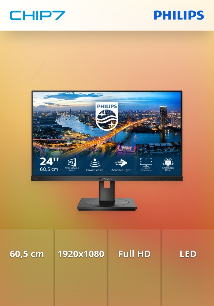 Monitor PHILIPS - 23.8" Full HD IPS / 4ms / VGA DVI HDMI DP USB ...