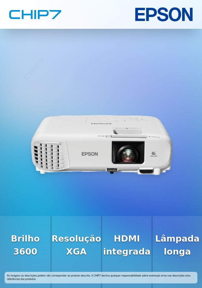 Projetor Epson EB-E24 XGA 3600 Lumens 3LCD | CHIP7