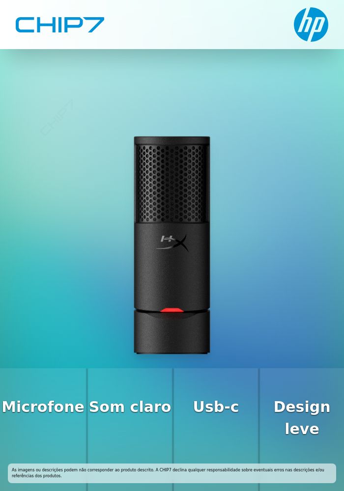 Microfone HyperX SoloCast 2 96Khz 24-bit USB Preto | CHIP7