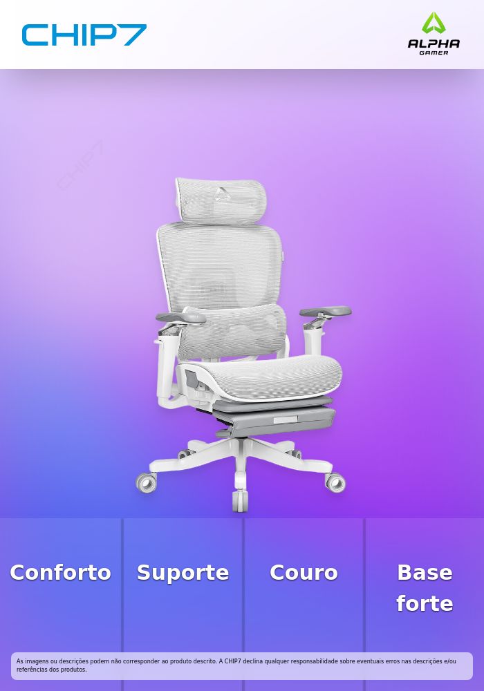 Cadeira Gaming Alpha Gamer Swell White/Grey | CHIP7