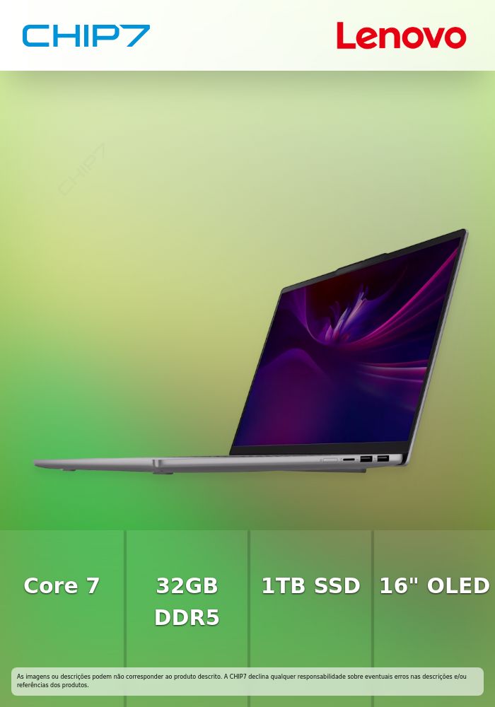 Portátil Lenovo - Intel Core 7 240H / 32GB DDR5 / 1TB SSD / 16" OLED ...