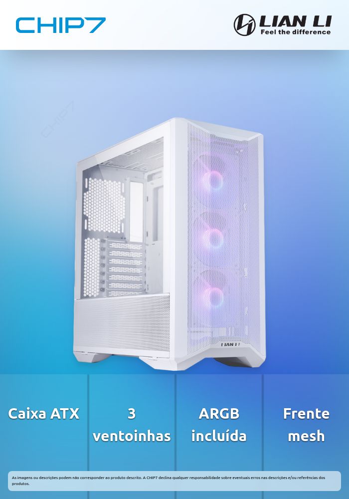 Caixa ATX Lian Li Lancool II Mesh C RGB Snow Edition Vidro Temperado ...