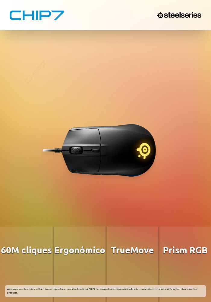 Rato Steelseries 8500DPI / RGB / 6 Botões - Rival 3 | CHIP7
