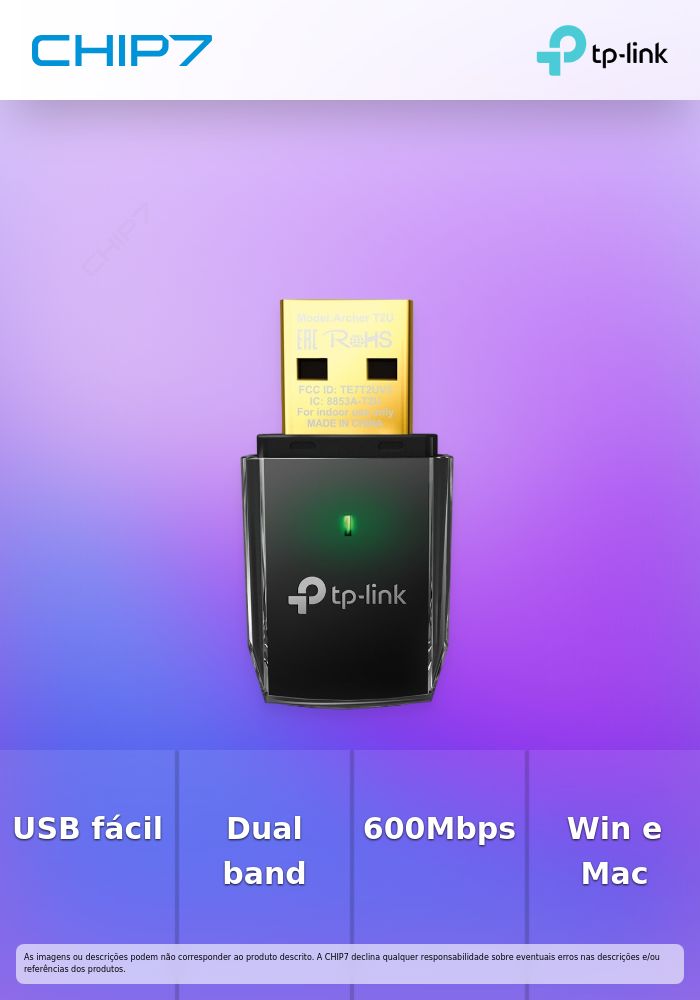 TP-LINK Archer T2U TP-Link AC600 Adaptor USB Wireless Dual Band | CHIP7