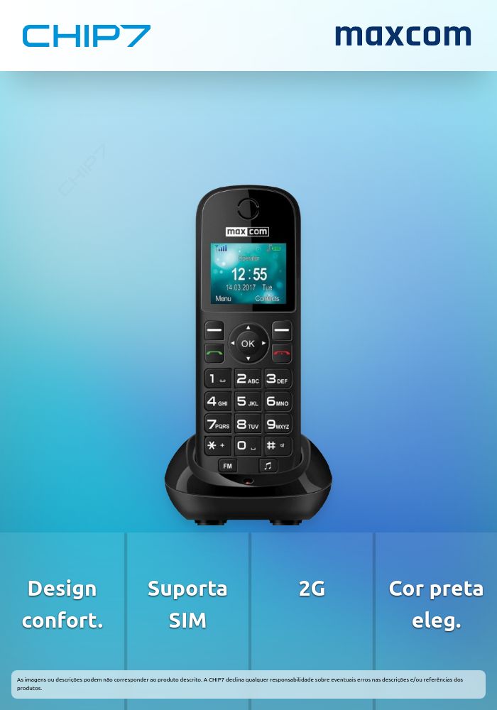 Telefone Secretaria Maxcom Comfort MM35D Single SIM 2G Preto | CHIP7