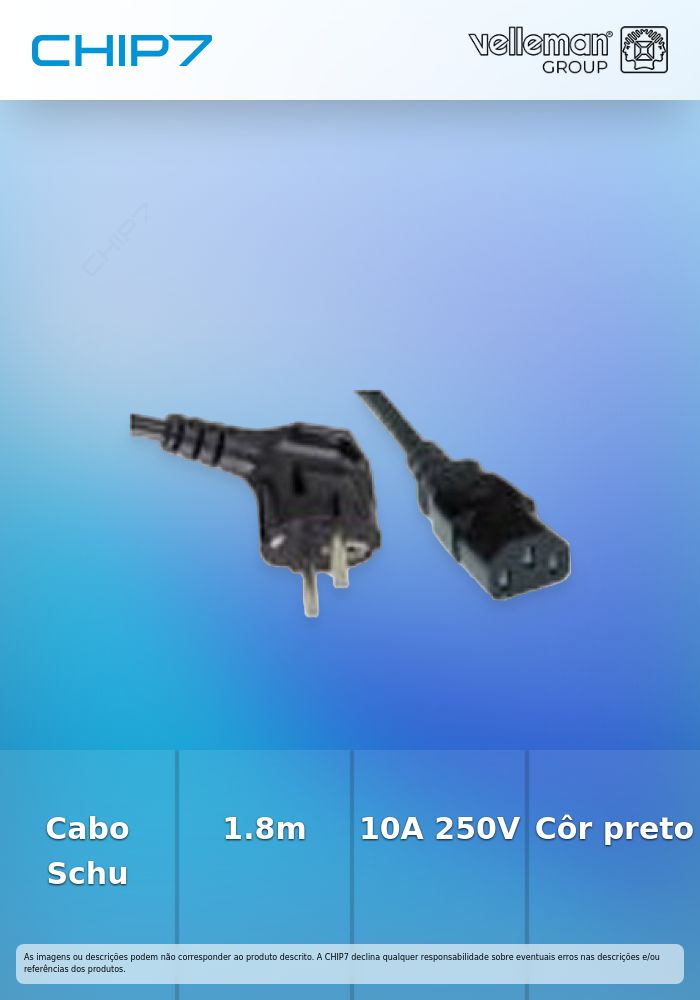 Cabo de Alimentação Shuko macho e IEC fêmea. | CHIP7