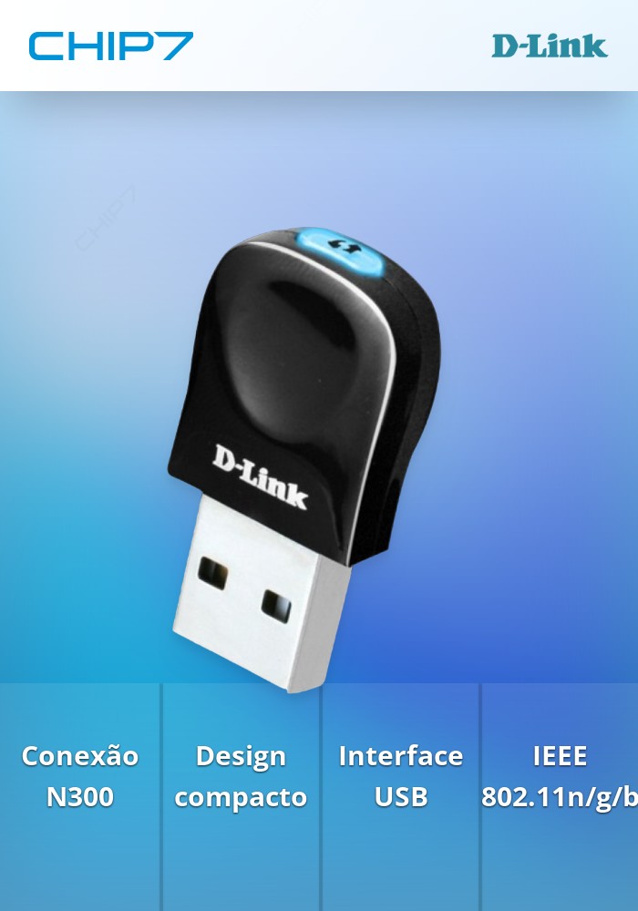 Placa de Rede D-Link DWA-131 USB Nano Wireless N300 | CHIP7