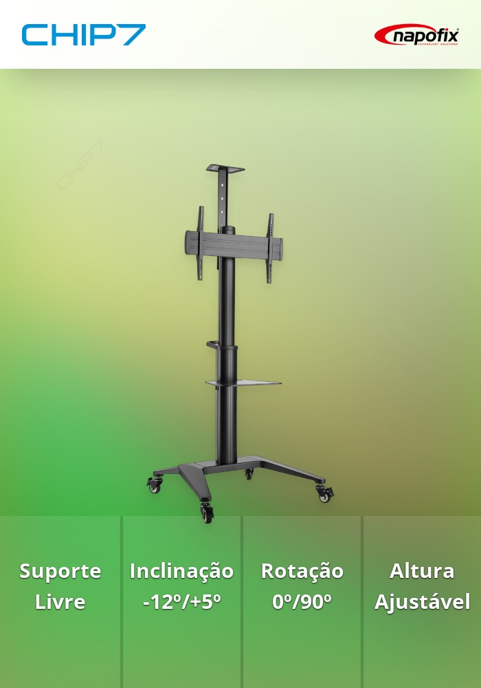 NAPOFIX SUPORTE CHAO MOVEL HORIZONTAL/VERTICAL 37">70" PRETO VWA1125B ...