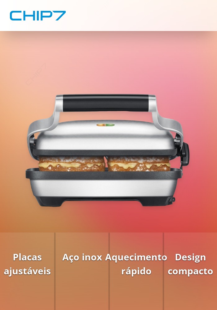 SAGE THE PERFECT PRESS SANDWICH M. BRUSHED STAINLESS STEEL | CHIP7