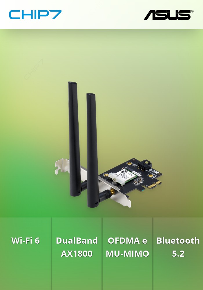 ASUS PCE-AX1800 Dual-Band WiFi 6 802.11ax Bluetooth 5.2 PCIe Adapter ...