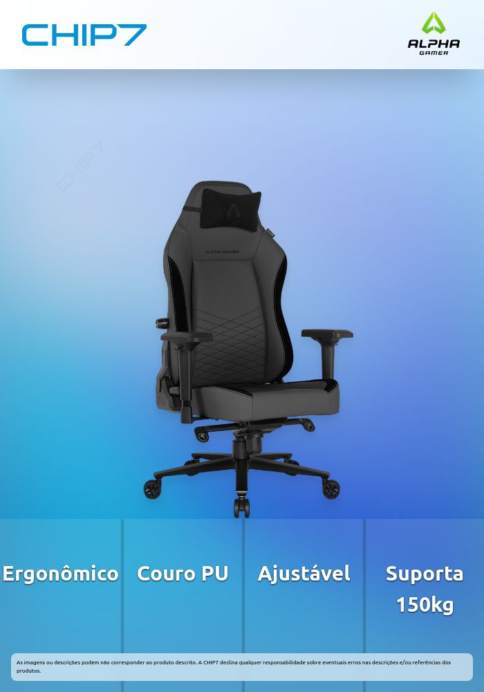 Cadeira Gaming Alpha Gamer Alegra - PU Leather Black | CHIP7