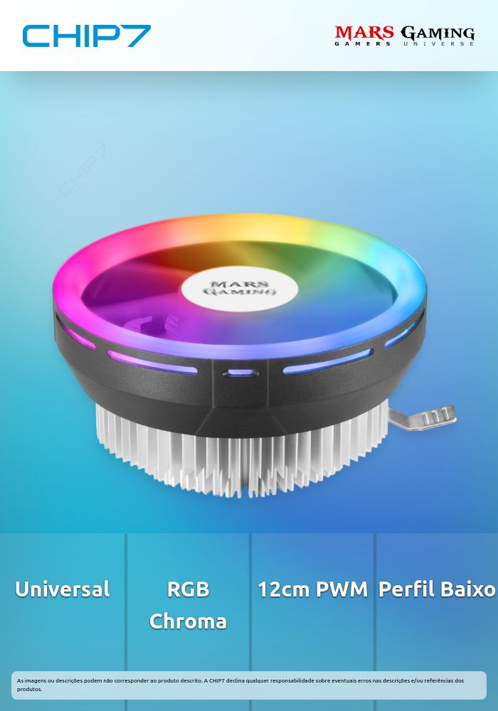 MARS GAMING MCPU120 CPU COOLER, RGB CHROMA, 12CM PWM FAN, LOW PROFILE ...