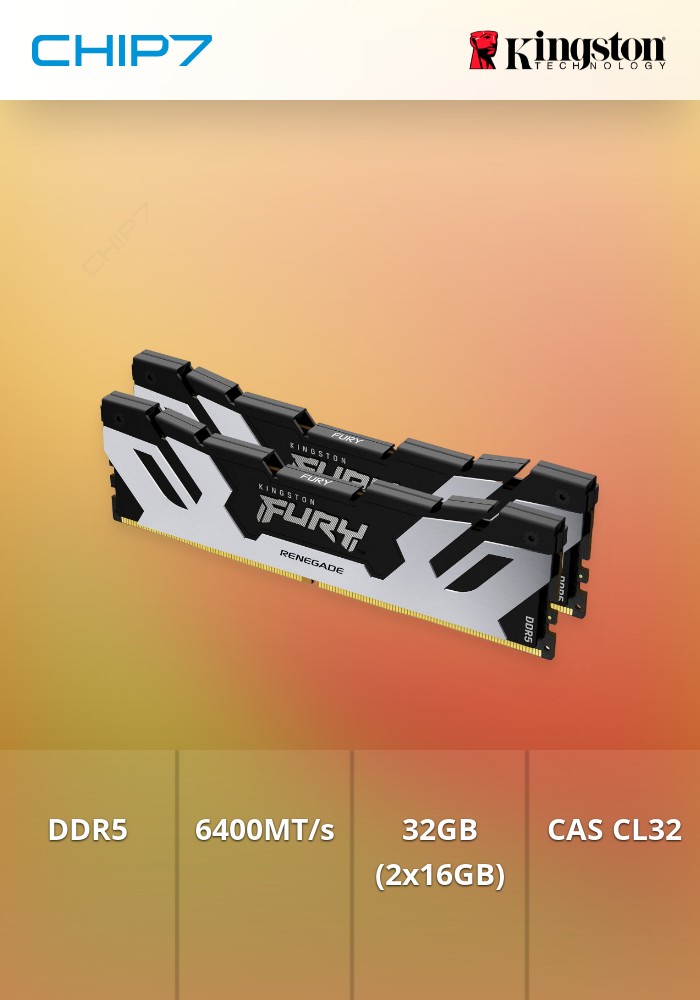 Kingston FURY Renegade Silver - DDR5 - kit - 32 GB: 2 x 16 GB - DIMM 288-pin - 6400 MHz / PC5 ...