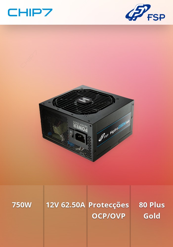 Fonte Alimentação FSP GOLD HYDRO GSM LITE PRO 750W 62.5A/12V SR OCP OVP ...