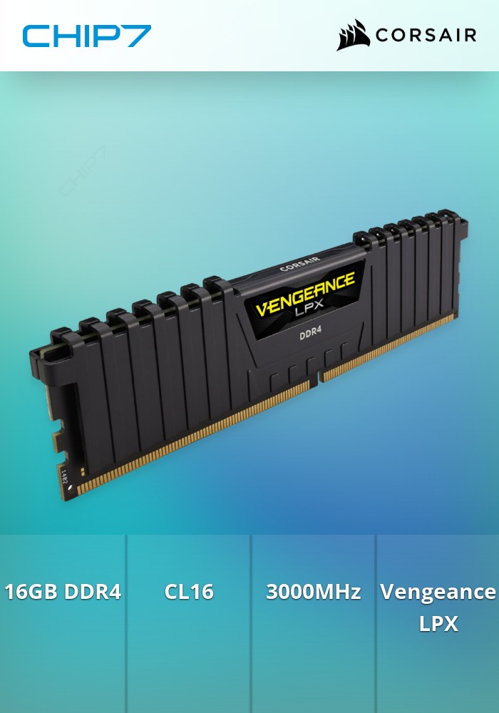 16GB RAM Corsair 3000MHz DDR4 Dimm CL16 Vengeance LPX Black | CHIP7