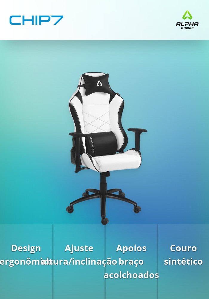 Cadeira Gaming Alpha Gamer Atena Branca / Preta | CHIP7