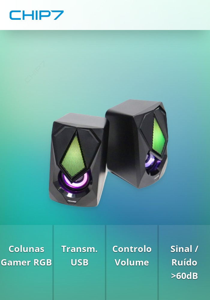 COLUNAS MicroLab GAMER RGB 2.0 B25 2X2W INTERFACE USB PRETAS | CHIP7