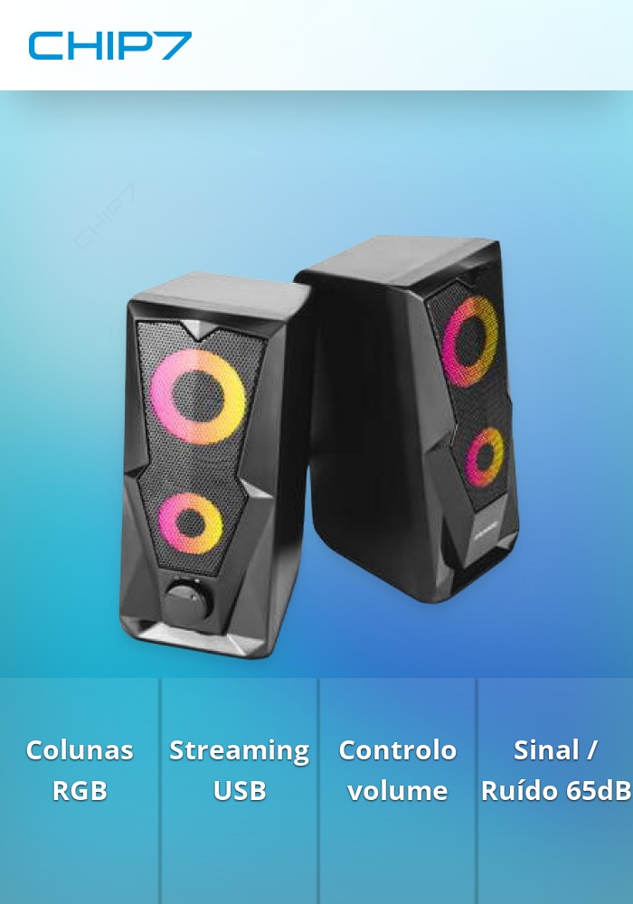 COLUNAS MicroLab GAMER RGB 2.0 B27 2X5W INTERFACE USB PRETAS | CHIP7