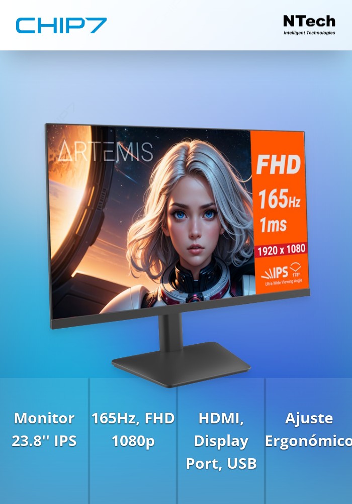 Monitor NTech - 23.8" Full HD IPS / 165Hz / 1ms / HDMI / DP / USB ...