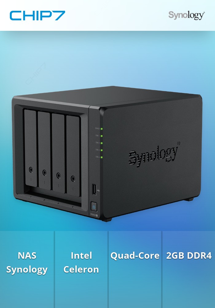 NAS Synology Disk Station DS423+ - 4 Baías - 2.0GHz-2.7GHz | CHIP7
