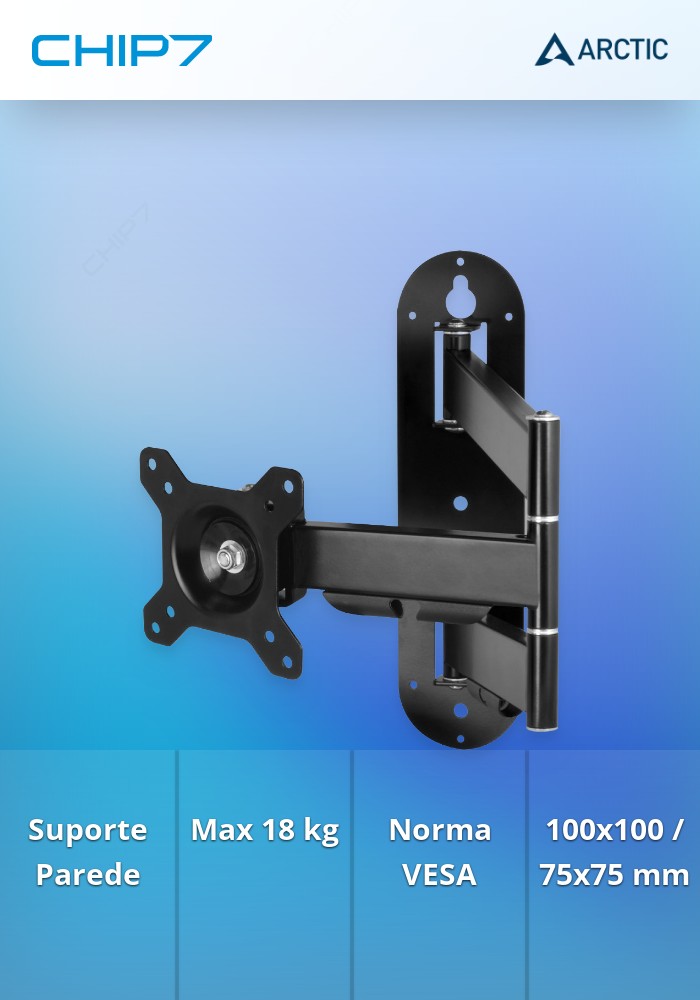Suporte de Parede ARCTIC W1C VESA 75x75 e 100x100 - Max 18K | CHIP7