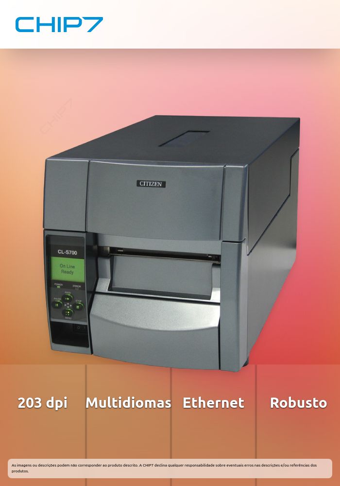 Impressora de Etiquetas Citizen CL-S700II 8 dots/mm (203 dpi) MS EPL ...