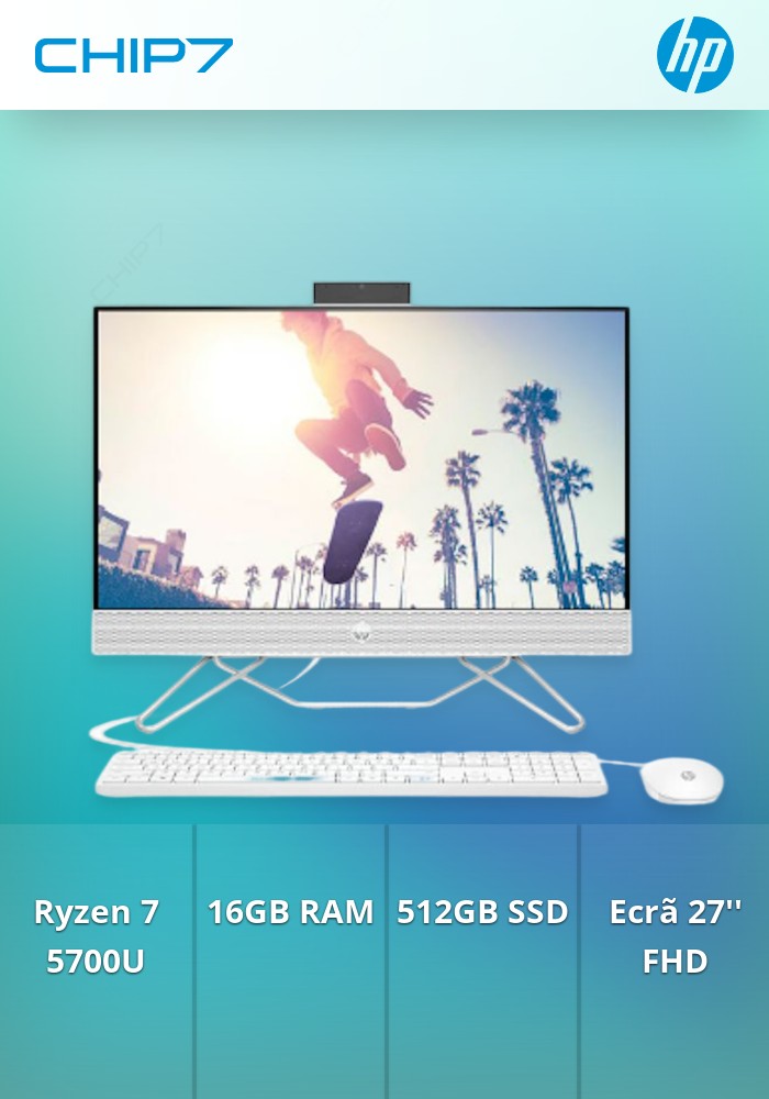 Computador AIO HP All-in-One - AMD Ryzen 7 5700U / 16GB RAM / 512GB SSD ...