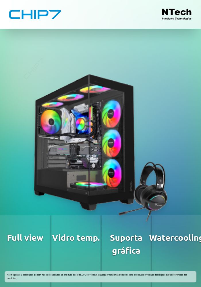 CAIXA ATX SLAYER RX33 CRYSTAL 3X FAN ARGB VIDRO FULL VIEW | CHIP7