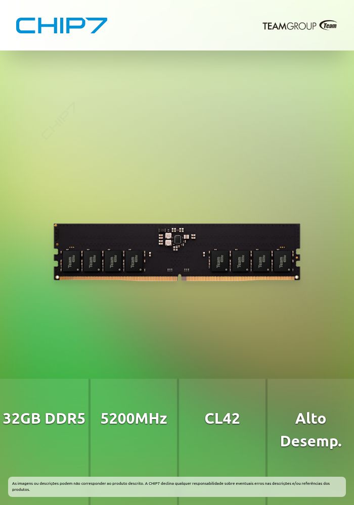 32GB RAM DDR5 Team Group Elite DIMM 5200 MHz CL42 | CHIP7